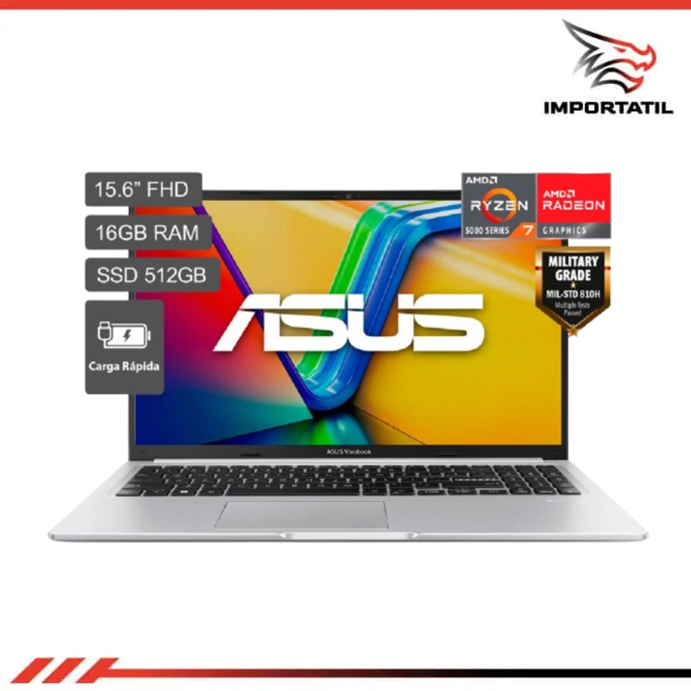 LAPTOP ASUS VIVOBOOK GO 15 R5 7520U 16GB DDR5 512GB PCE 4.0 15.6FHD ...